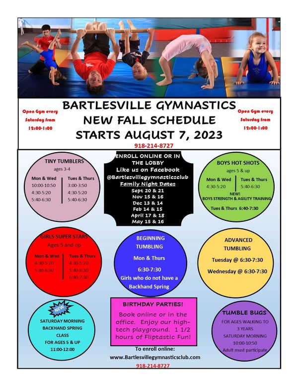 Upcoming Events - Bartlesville Gymnastics